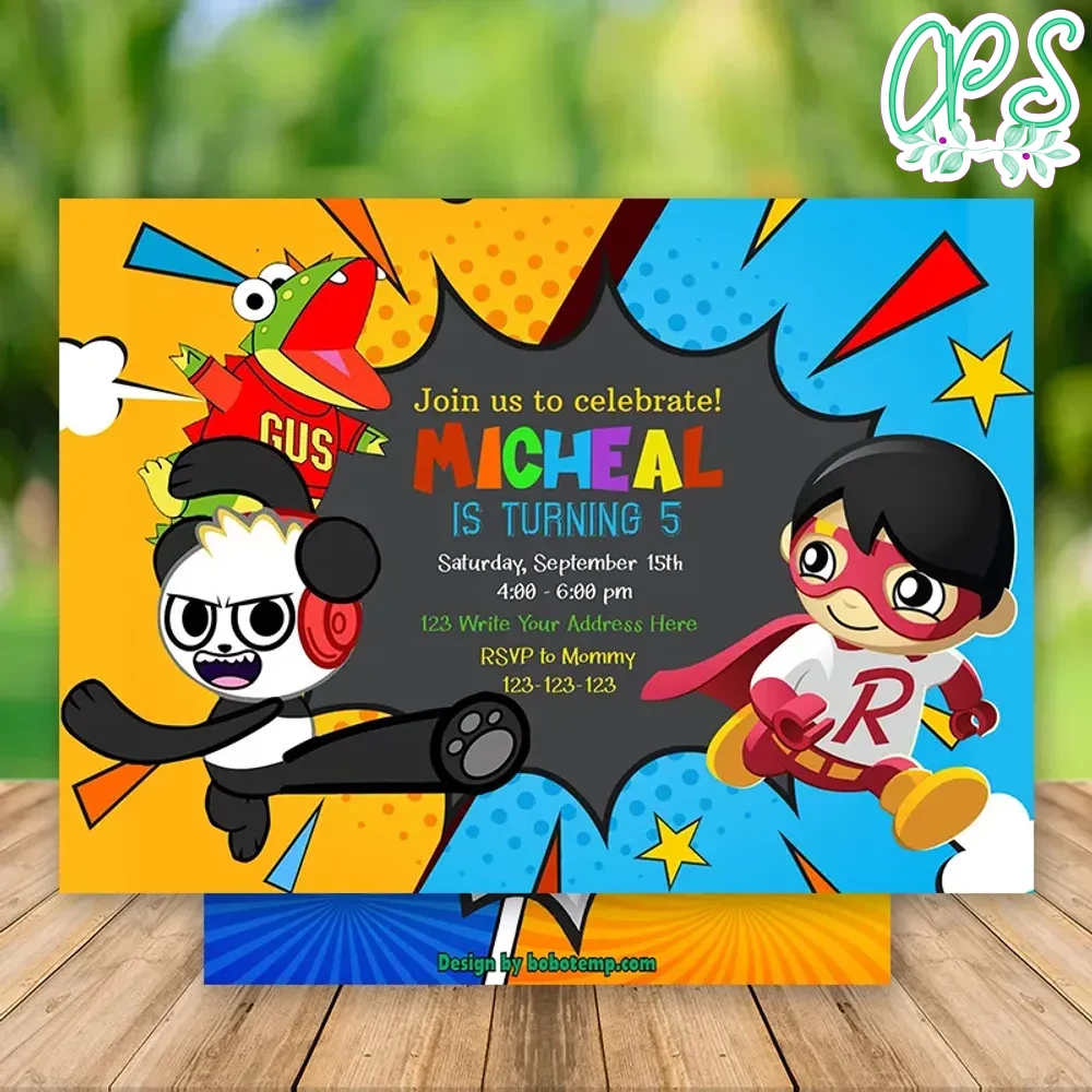 Ryan's World Birthday Invitation Printable | CustomPartyShirts