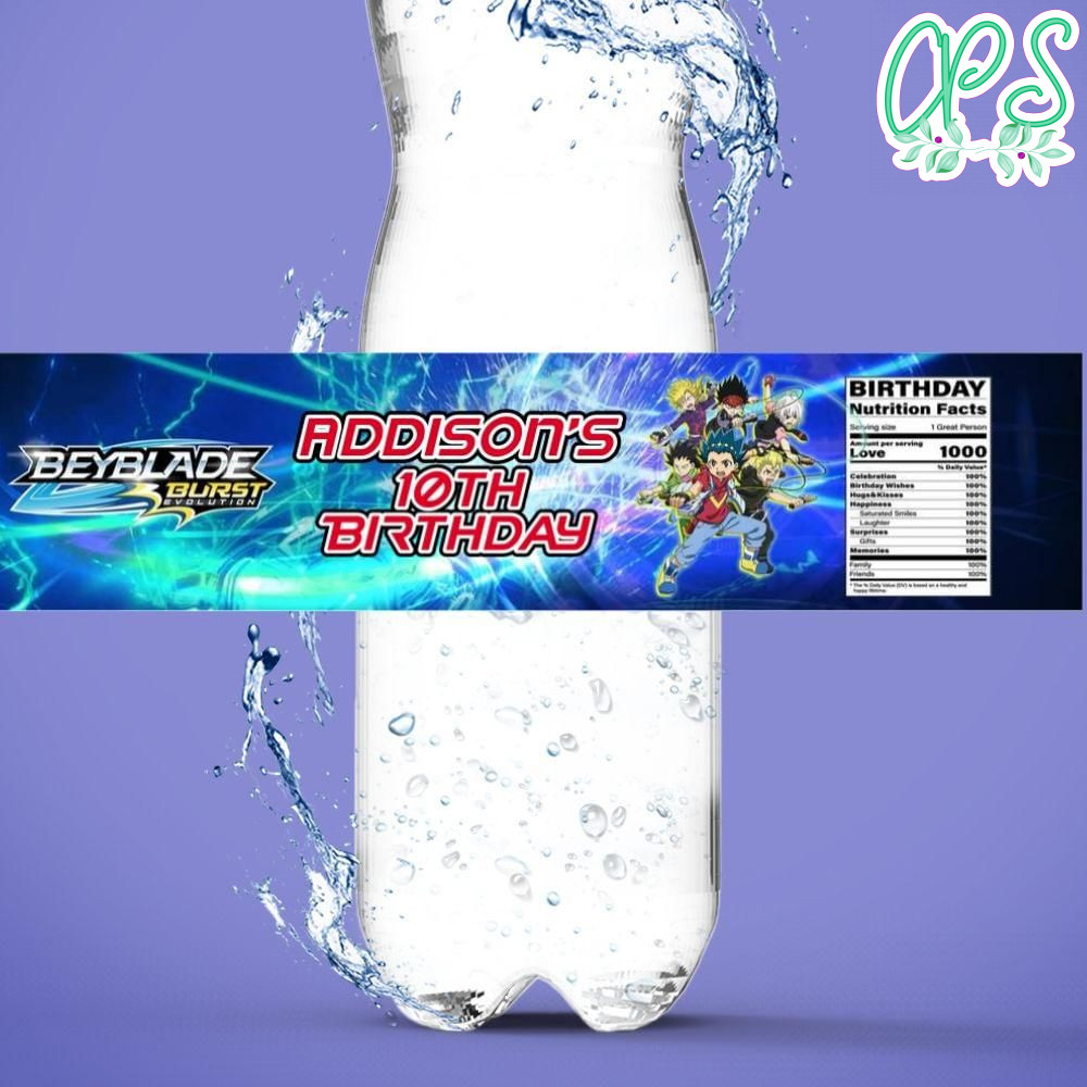 Beyblade Water Bottle Label Template DIY | CustomPartyShirts