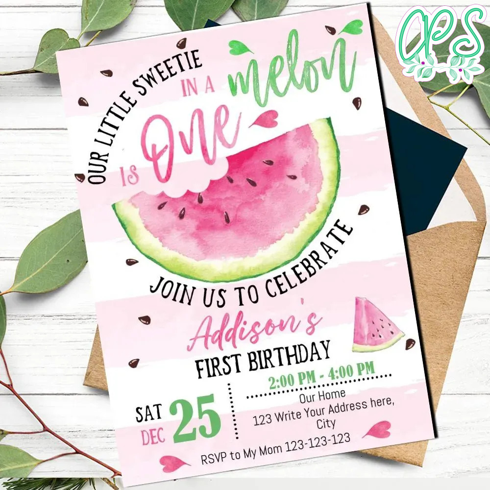 Editable Watermelon First Birthday Flyer Instant Download ...