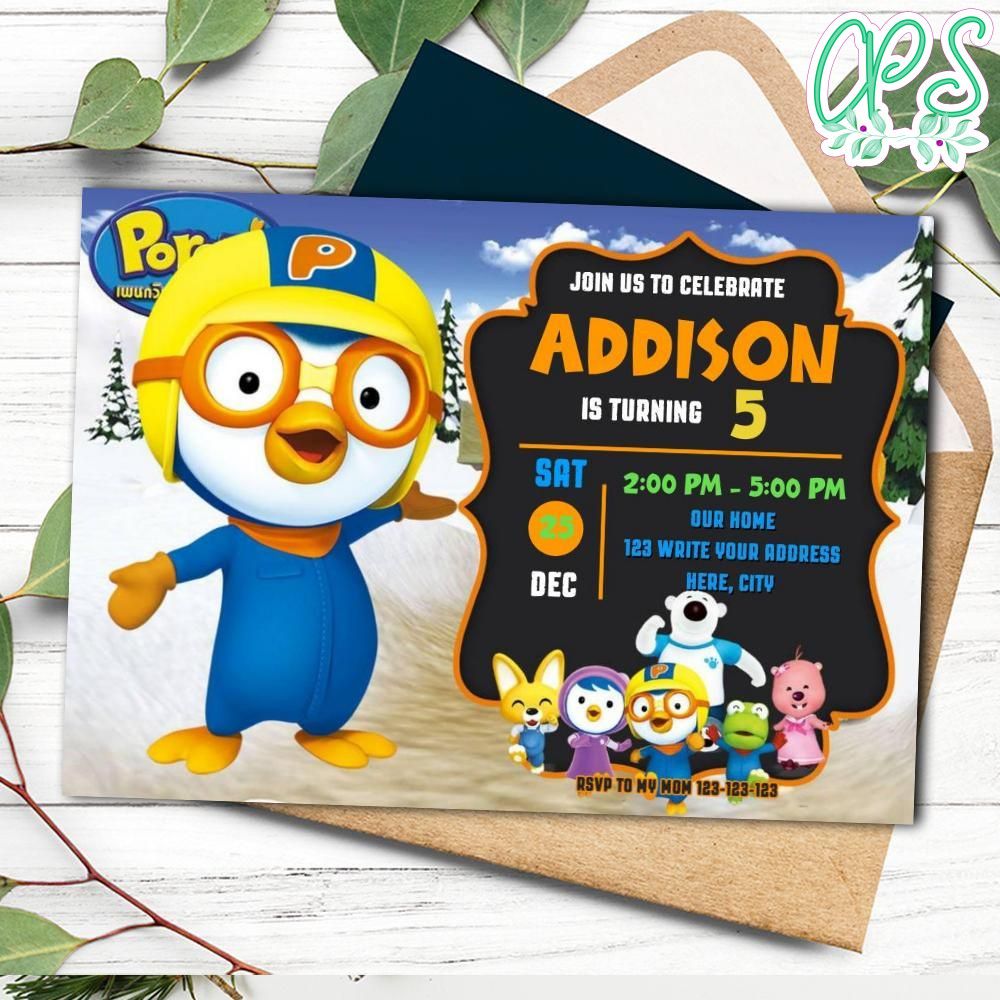 Pororo Invitation Printable Template DIY | CustomPartyShirts