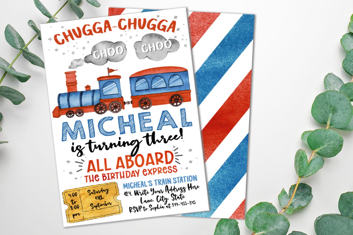 Printable Train Birthday Invitation Steam Engine Train Party ...