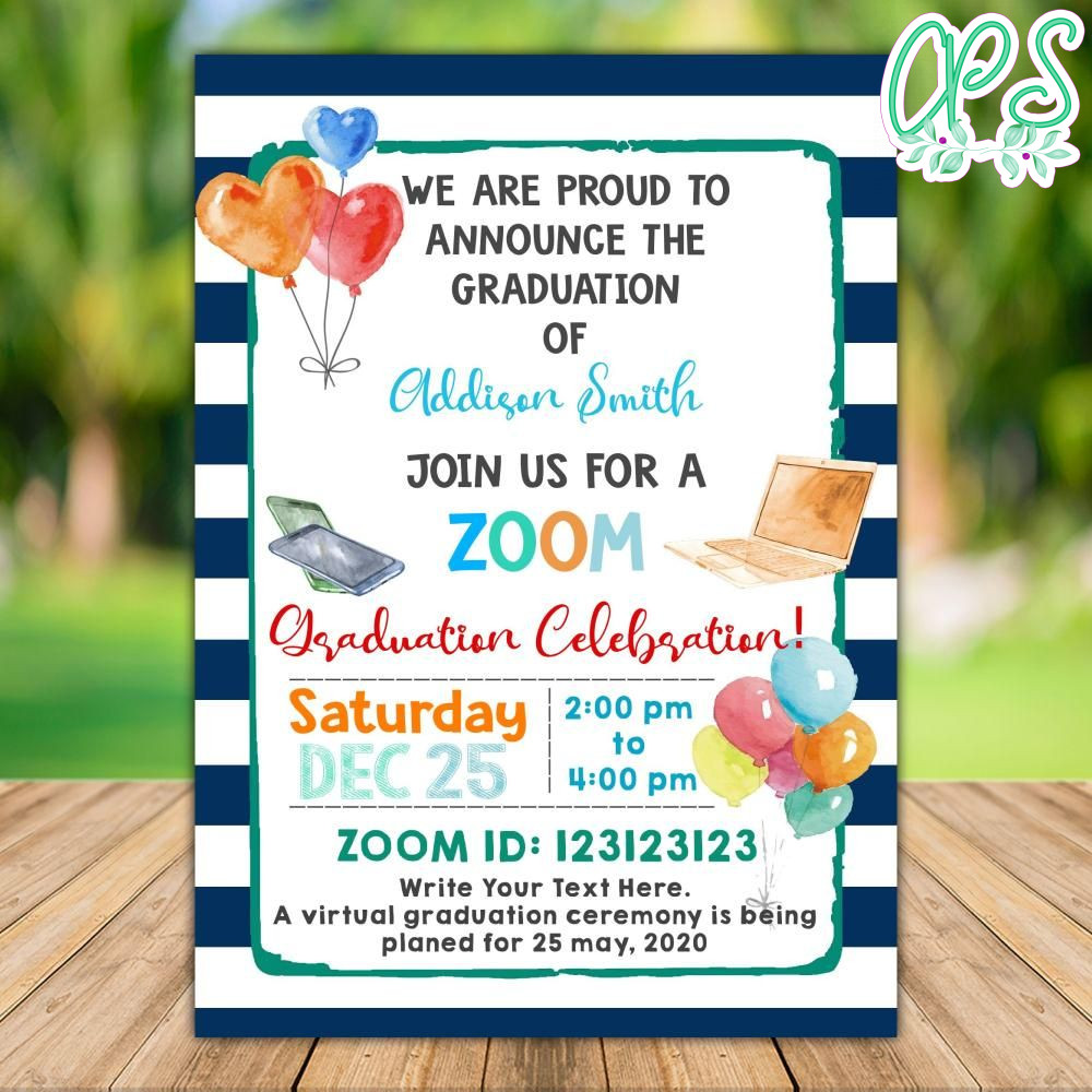 Printable Zoom Graduation Celebration Invitation Instant Download ...