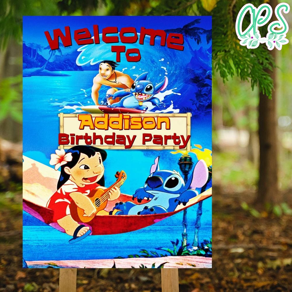 Lilo and Stitch Birthday Welcome Sign Digital File Printable DIY ...