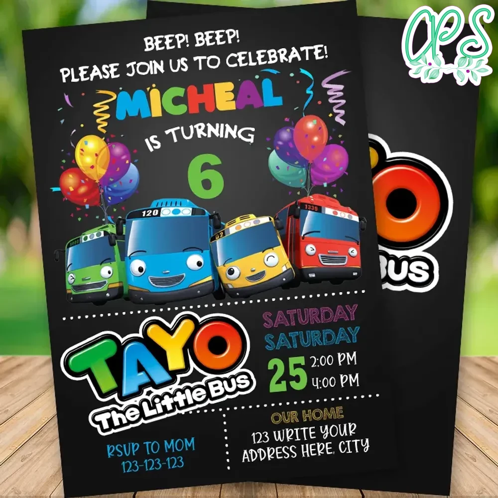 Editable Tayo The Little Bus Birthday Invitation Instant Download ...