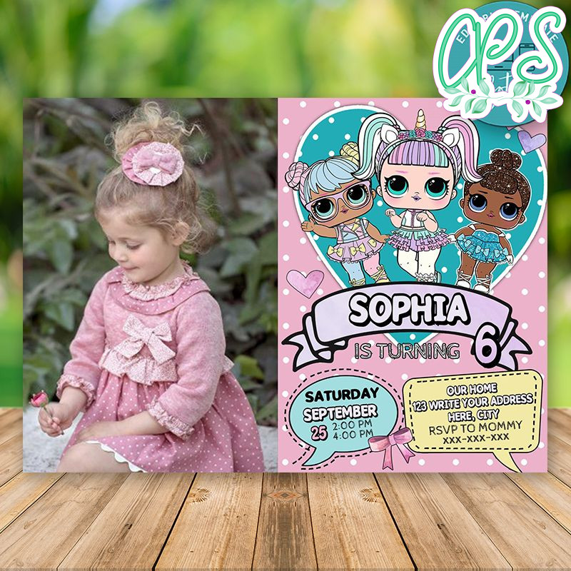 Printable LOL Surprise Dolls Birthday Invitation With Photo DIY ...