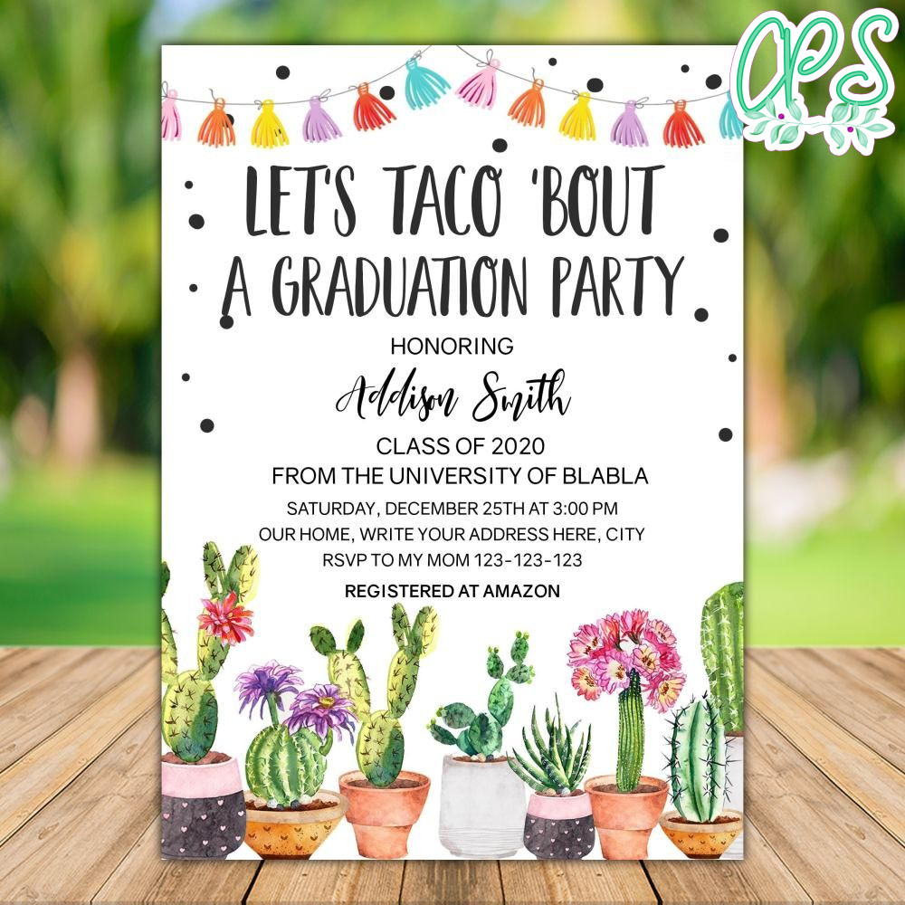 Printable Taco Bout a Graduation Party Invitation DIY | CustomPartyShirts