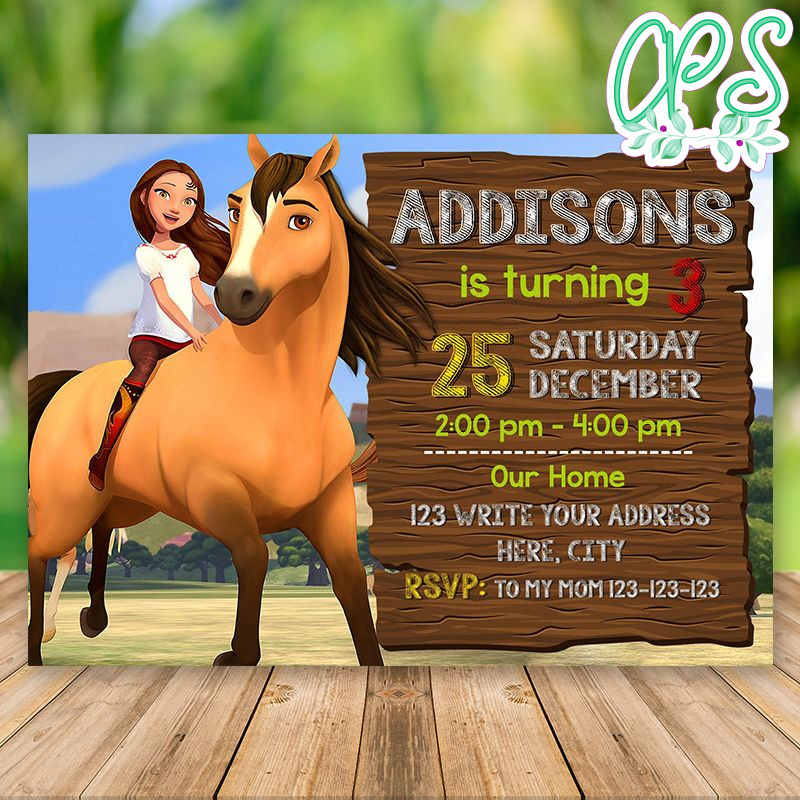 Editable Spirit Riding Free Invitation Instant Download | CustomPartyShirts