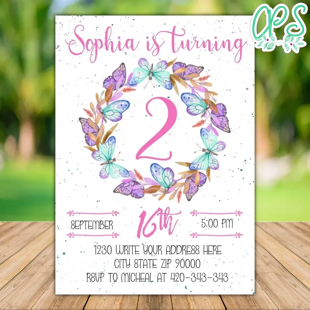 Editable Butterfly Birthday Invitation for Girls Instant Download ...