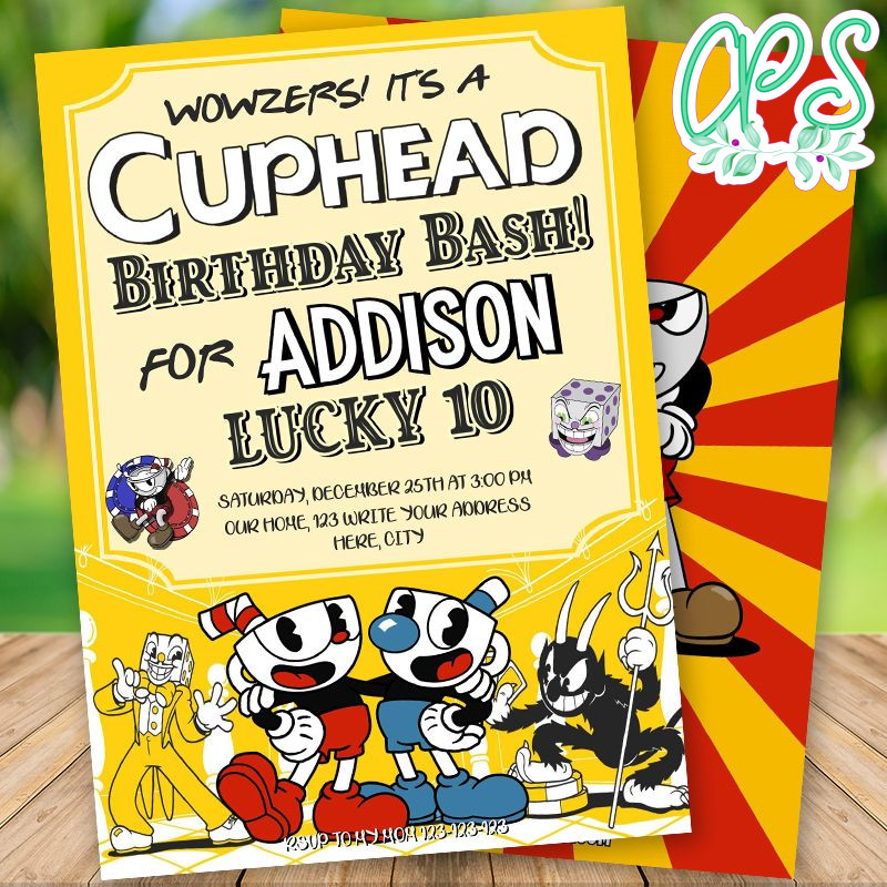 Editable Cuphead Party Invites Instant Download | CustomPartyShirts