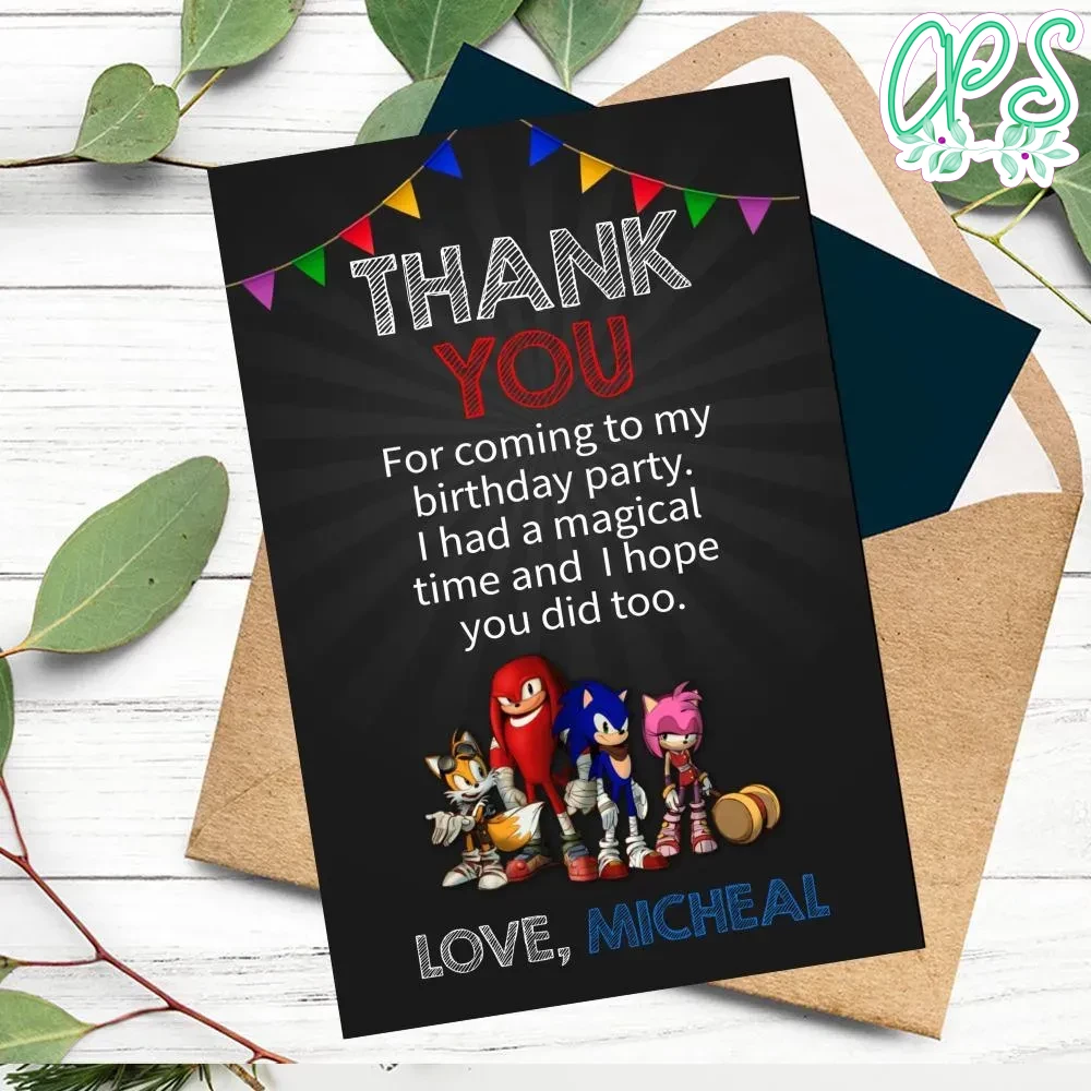Sonic Thank you card Template to Print at Home | CustomPartyShirts