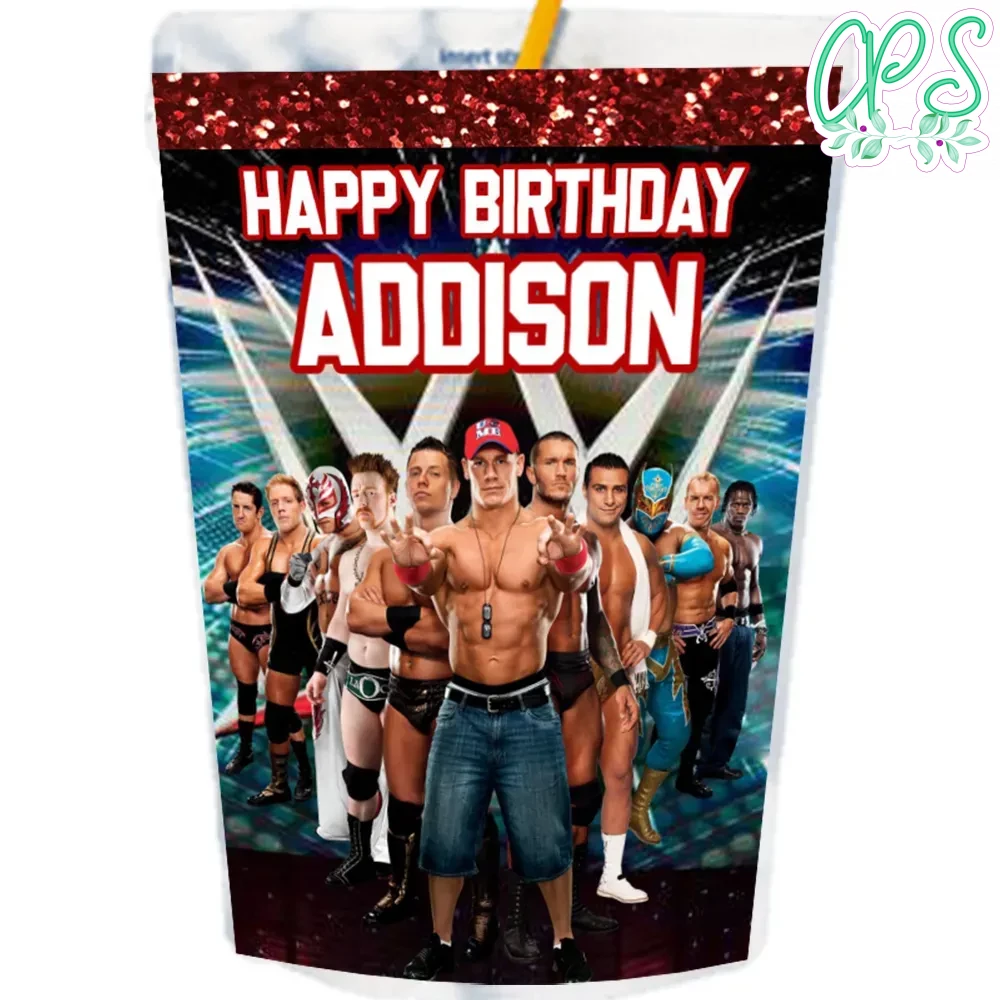 WWE Capri Sun Birthday Labels Digital File Printable | Partyinvitedesign