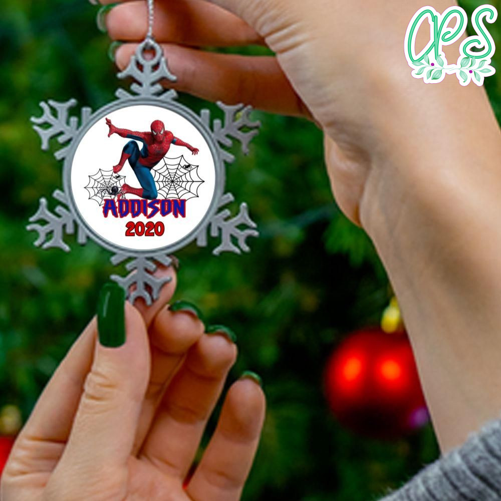 Spiderman Pewter Snowflake Ornament Gift CustomPartyShirts Studio