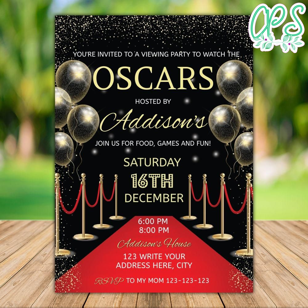 Printable Oscar Party Invitation Template Instant Download ...