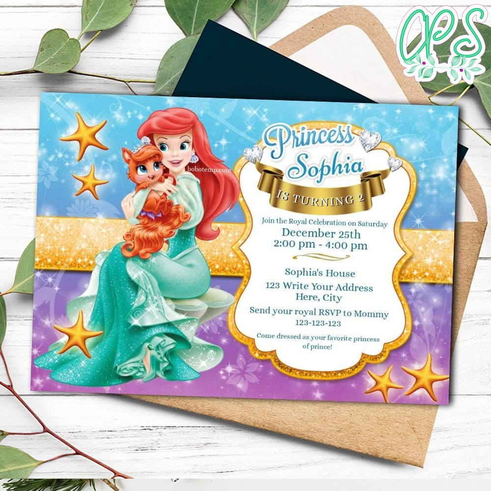 Editable Mermaid Princess For Girl Invitations Instant Download ...