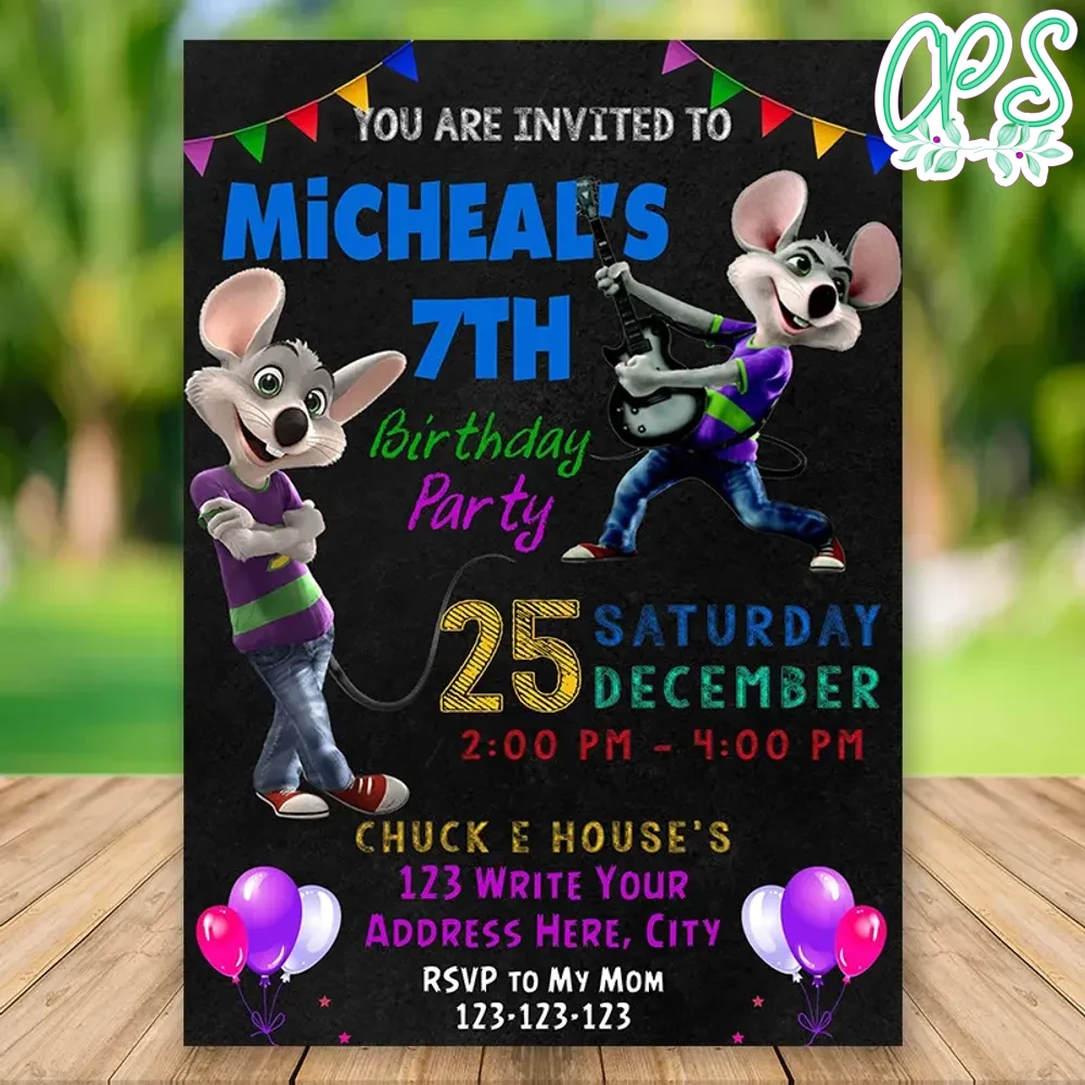 Editable Chuck E Cheese Party Invitation Instant Download ...