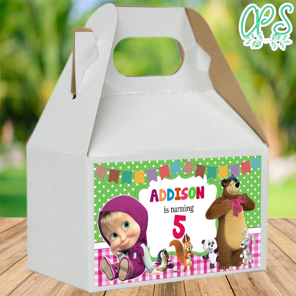 Masha and The Bear Gable Boxes Label Template to Print at Home ...