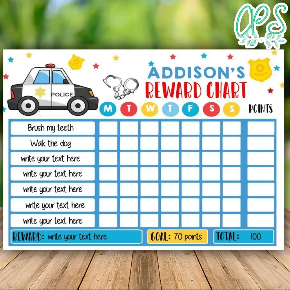Printable Kids Police Routine Chart Instant Download | CustomPartyShirts
