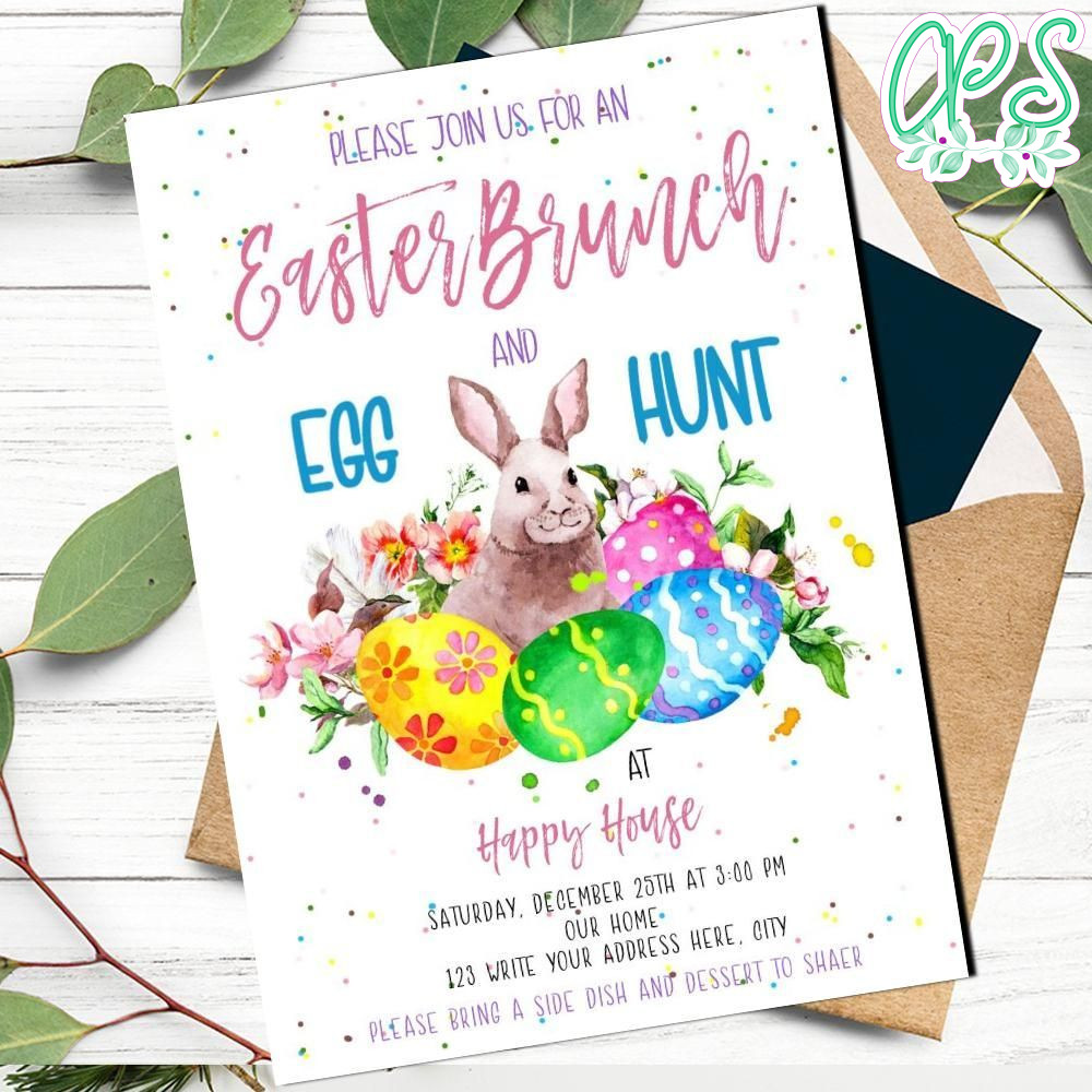 Easter Brunch Party Invitation Template Instant Download 