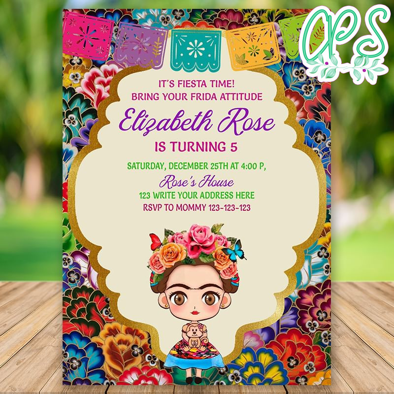 Editable Frida Kahlo Mexican Flowers Birthday Flyer DIY | Partyinvitedesign