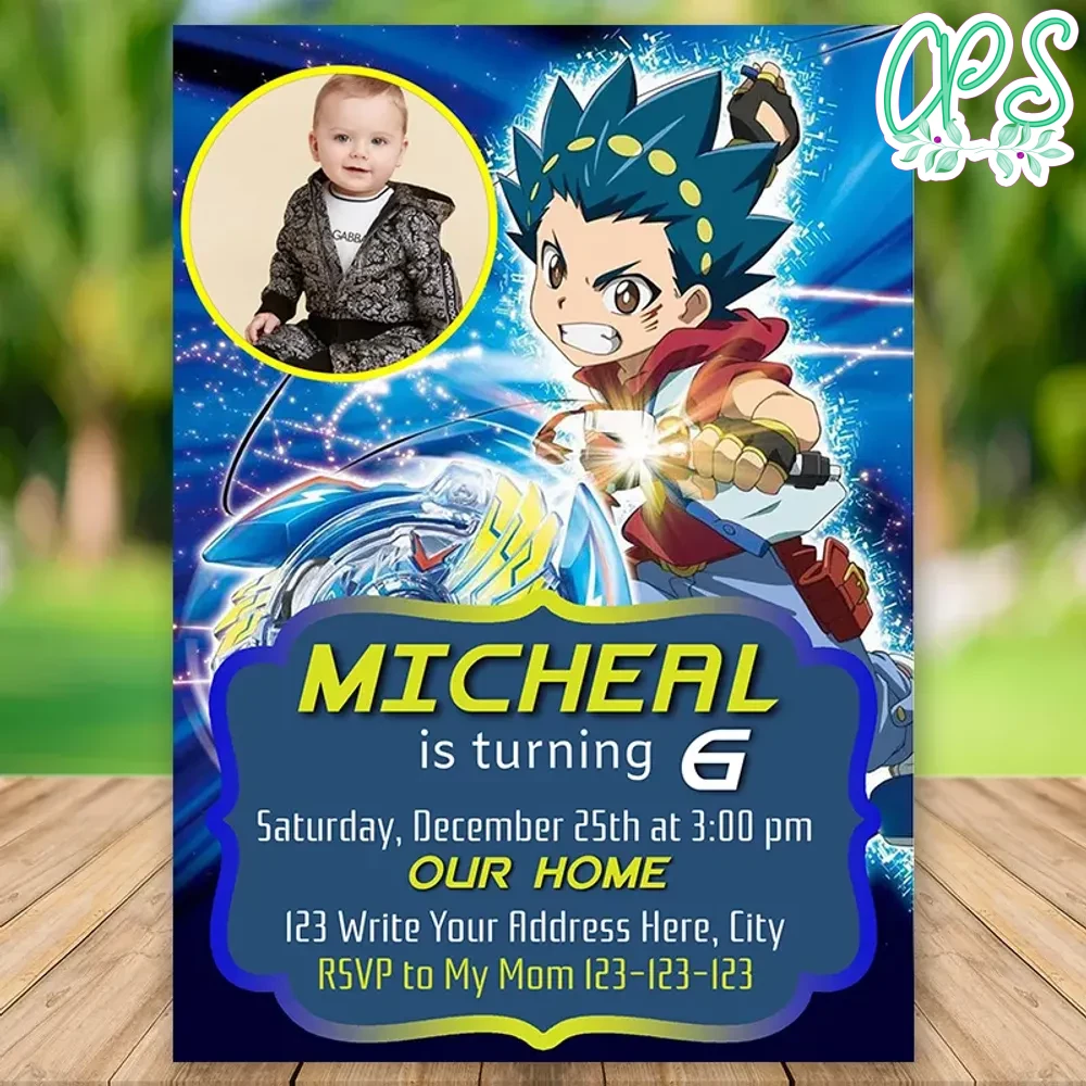 Editable Beyblade Burst Invitation With Photo Instant Download ...