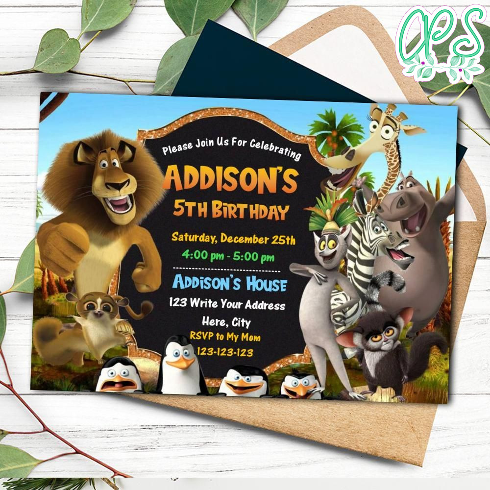 Madagascar Invitation Printable Template DIY | CustomPartyShirts