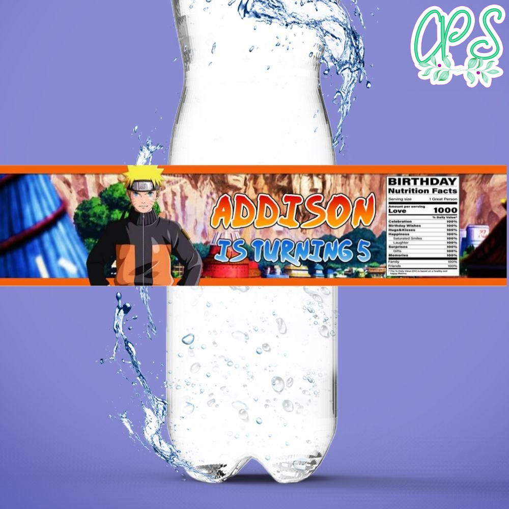 Naruto Water Bottle Label Template DIY | CustomPartyShirts