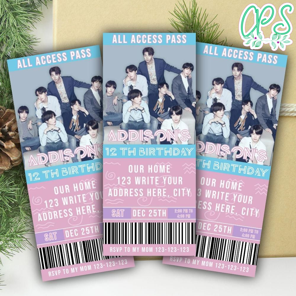 Editable BTS Ticket Birthday Invitation Instant Download ...