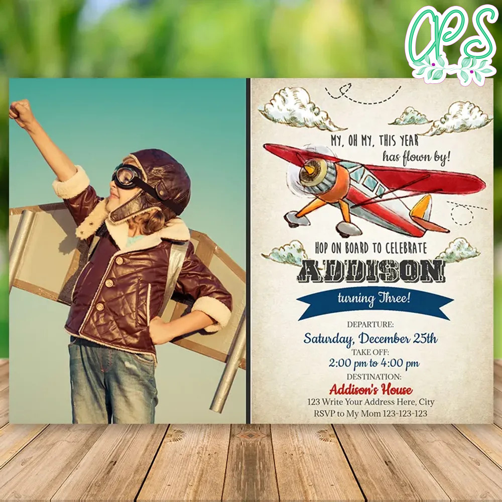 Editable Airplane Birthday Flyer With Photo Instant Download ...