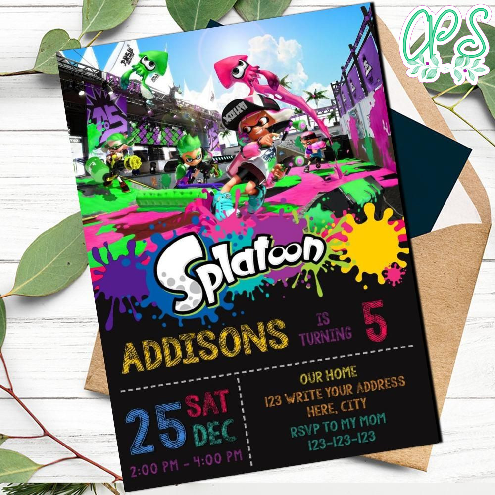 Editable Splatoon Birthday Invitations Instant Download | CustomPartyShirts