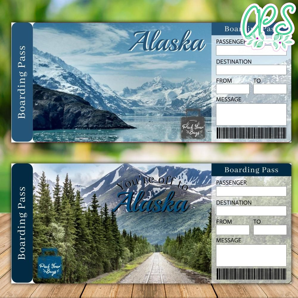 Editable ALASKA Surprise Gift Ticket Instant Download | CustomPartyShirts