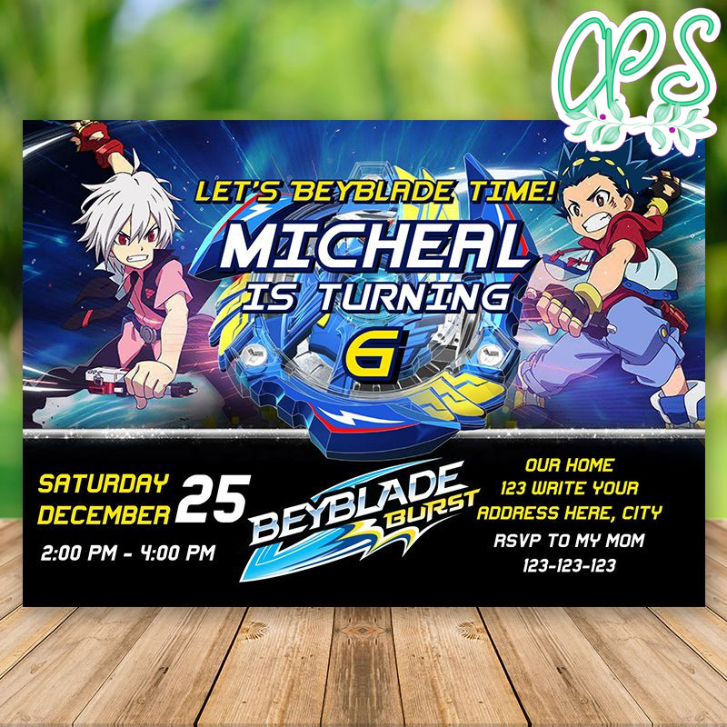 Editable Beyblade Burst Party Invitation Instant Download ...