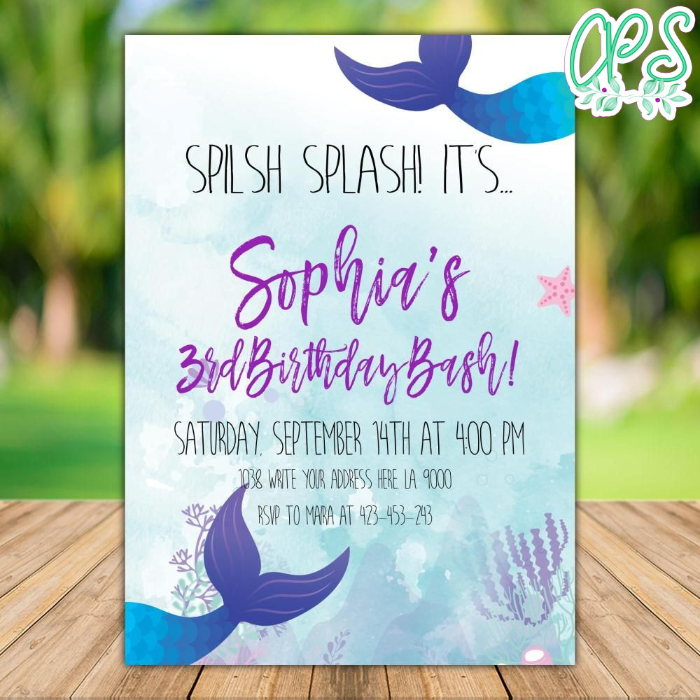 Editable Mermaid 3rd Birthday Invitation Instant Download ...