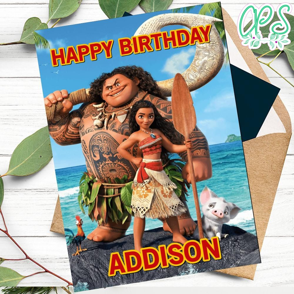 Disney Moana Happy Birthday Card DIY | CustomPartyShirts