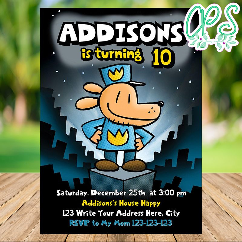 Editable Dogman Birthday Invitation Instant Download | CustomPartyShirts