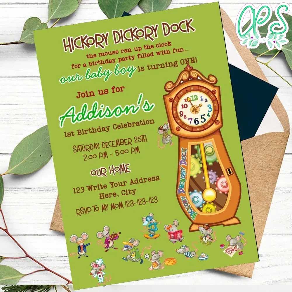 Hickory Dickory Invitation Customizable Template Instant Download ...