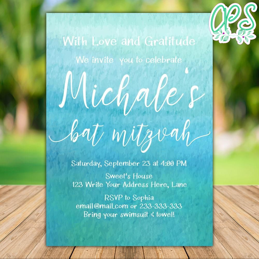 Printable Bat Mitzvah Invitation Instant Download | CustomPartyShirts