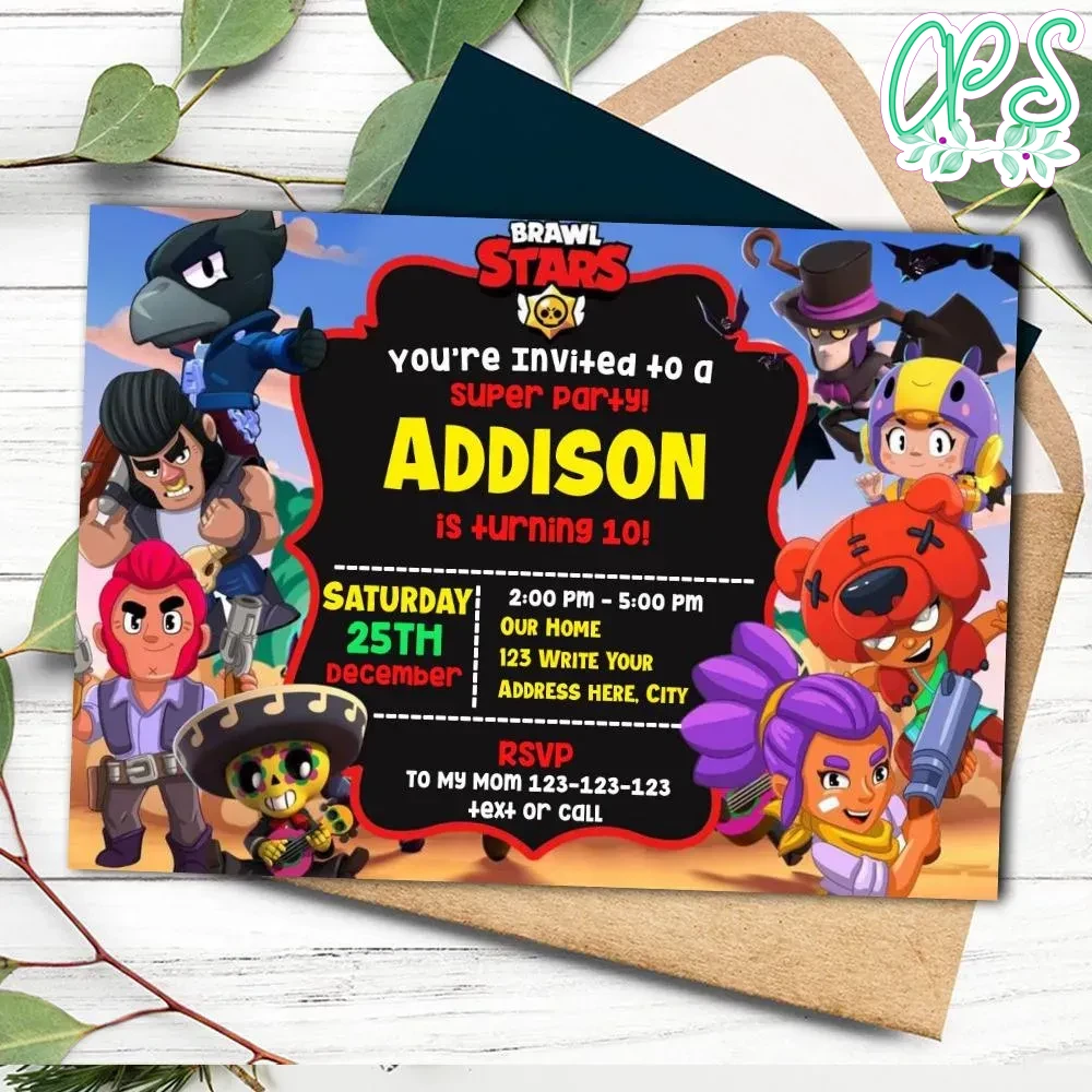 Brawl star Birthday Invitation Template Instant Download ...