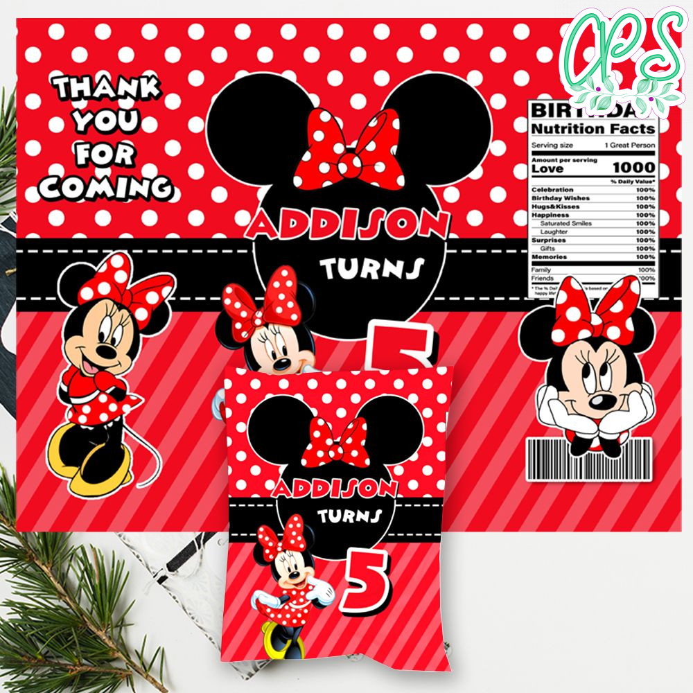 Minnie Mouse Chip Bag Digital File Printable DIY | CustomPartyShirts