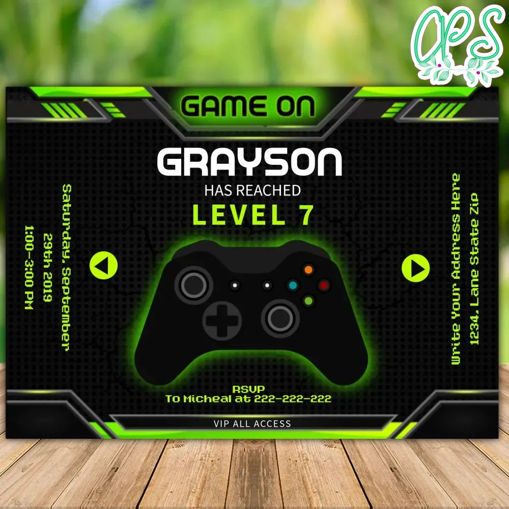 Printable PS4 Gamer Birthday Flyer Instant Download | Partyinvitedesign