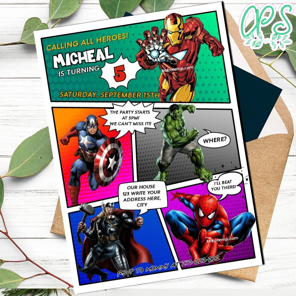 Marvel Comics Invitation Customizable Template Instant Download ...