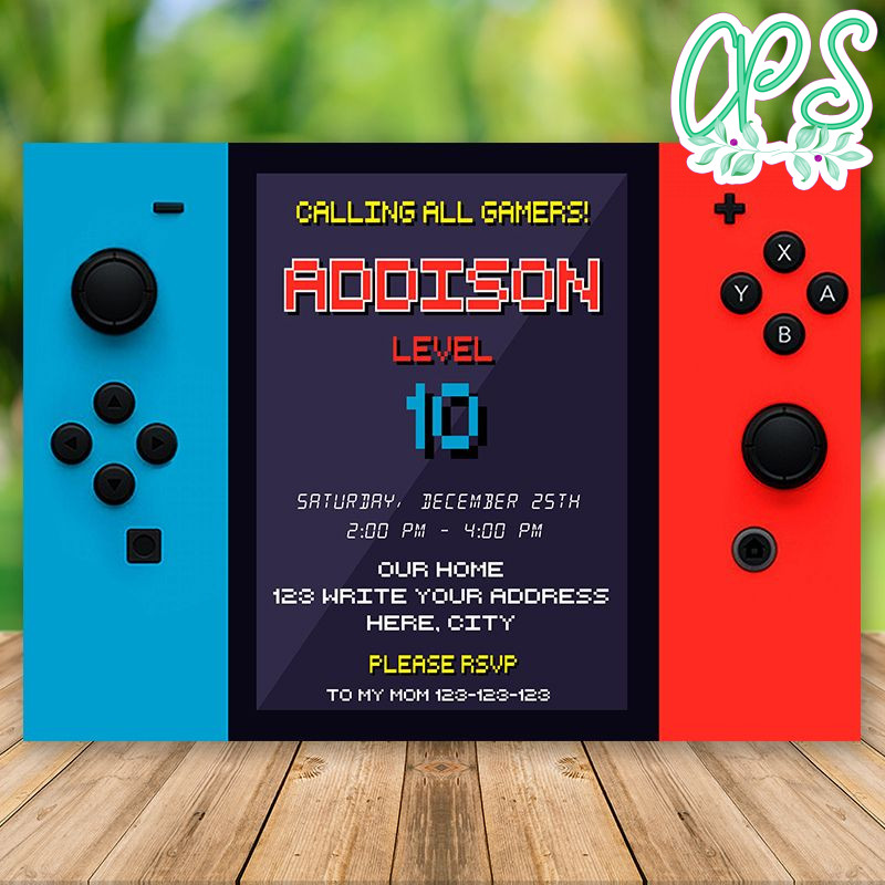 Editable Nintendo Switch Party Invitation Instant Download ...