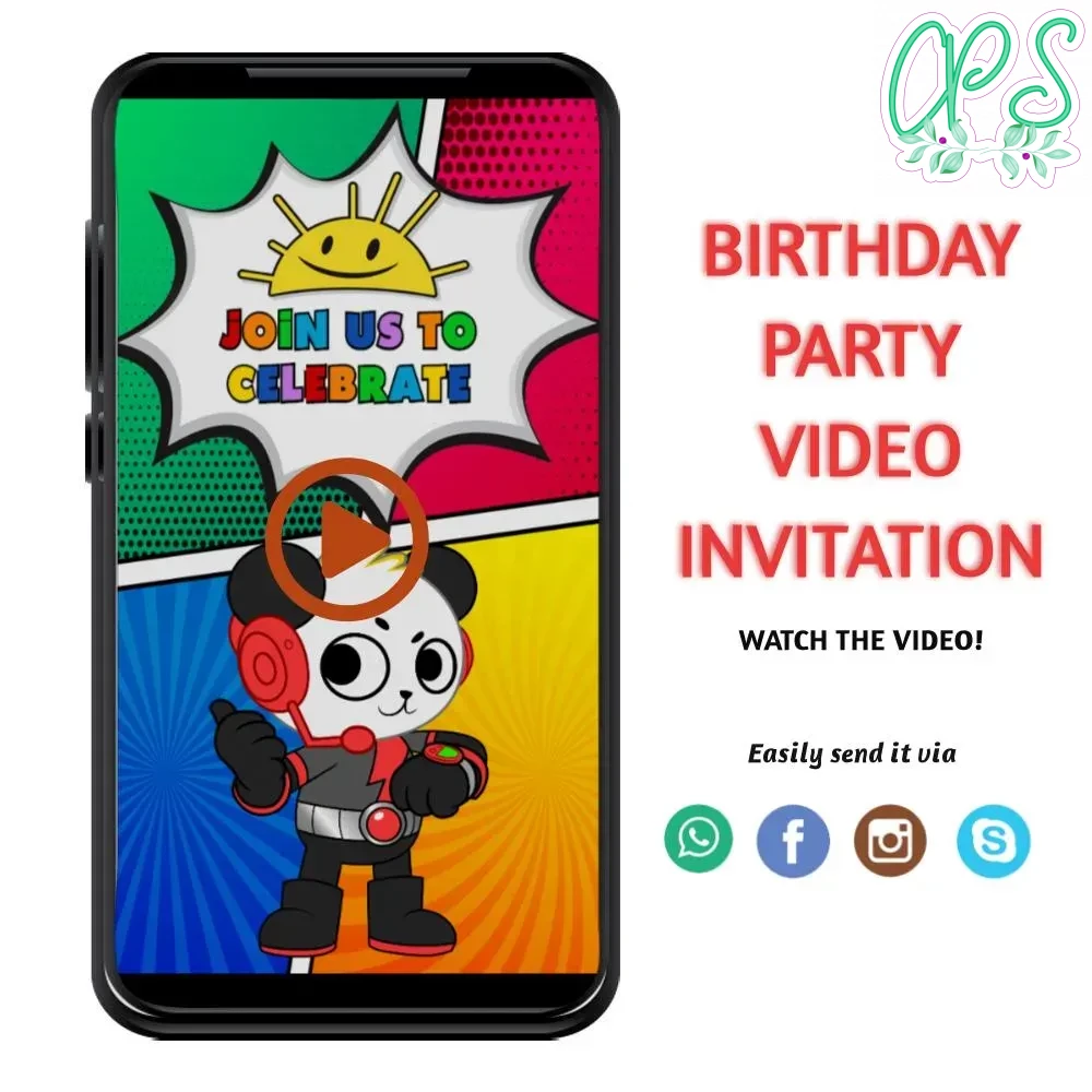 Ryan's world Video Invitation Digital Template Customizable DIY ...