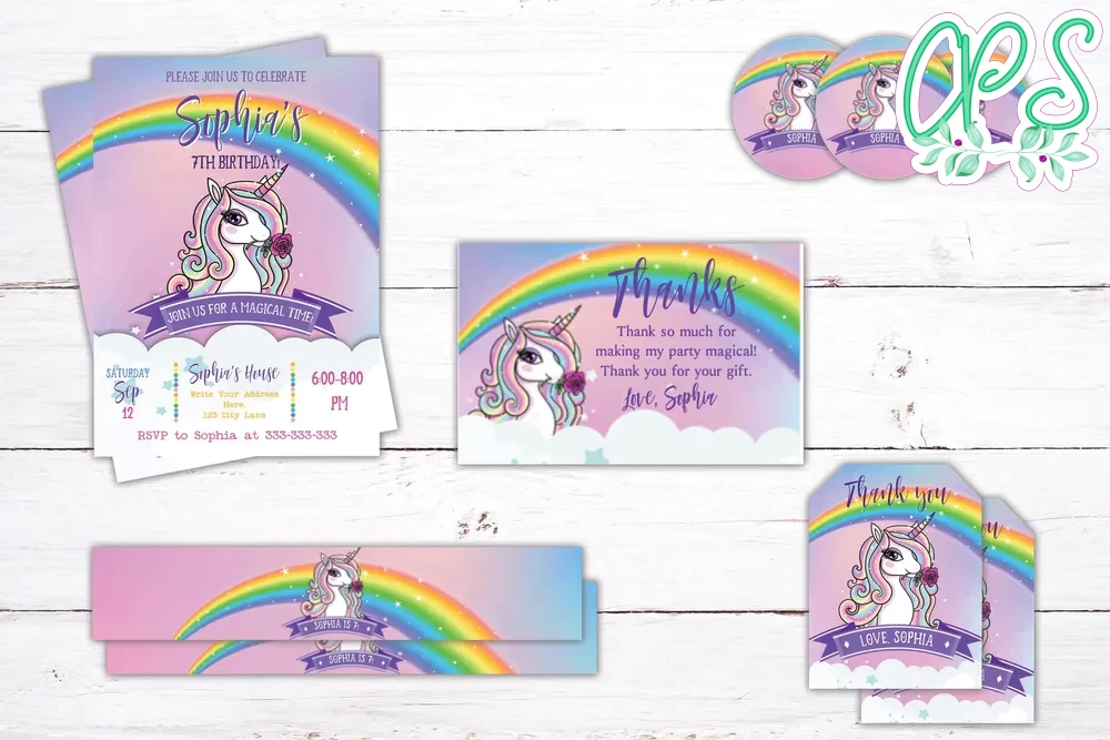 Unicorn Birthday Flyer Editable Printable Download | Partyinvitedesign