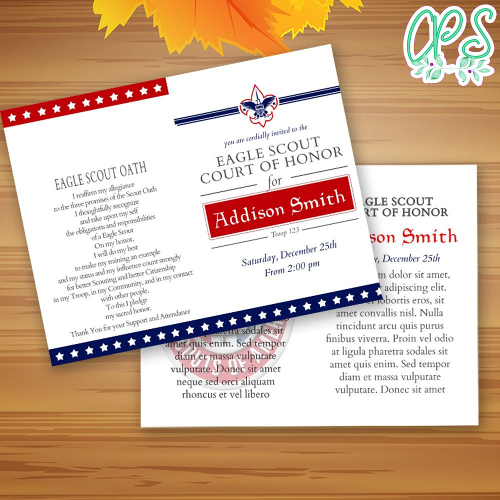 Eagle court of honor Program Template Customizable DIY | CustomPartyShirts