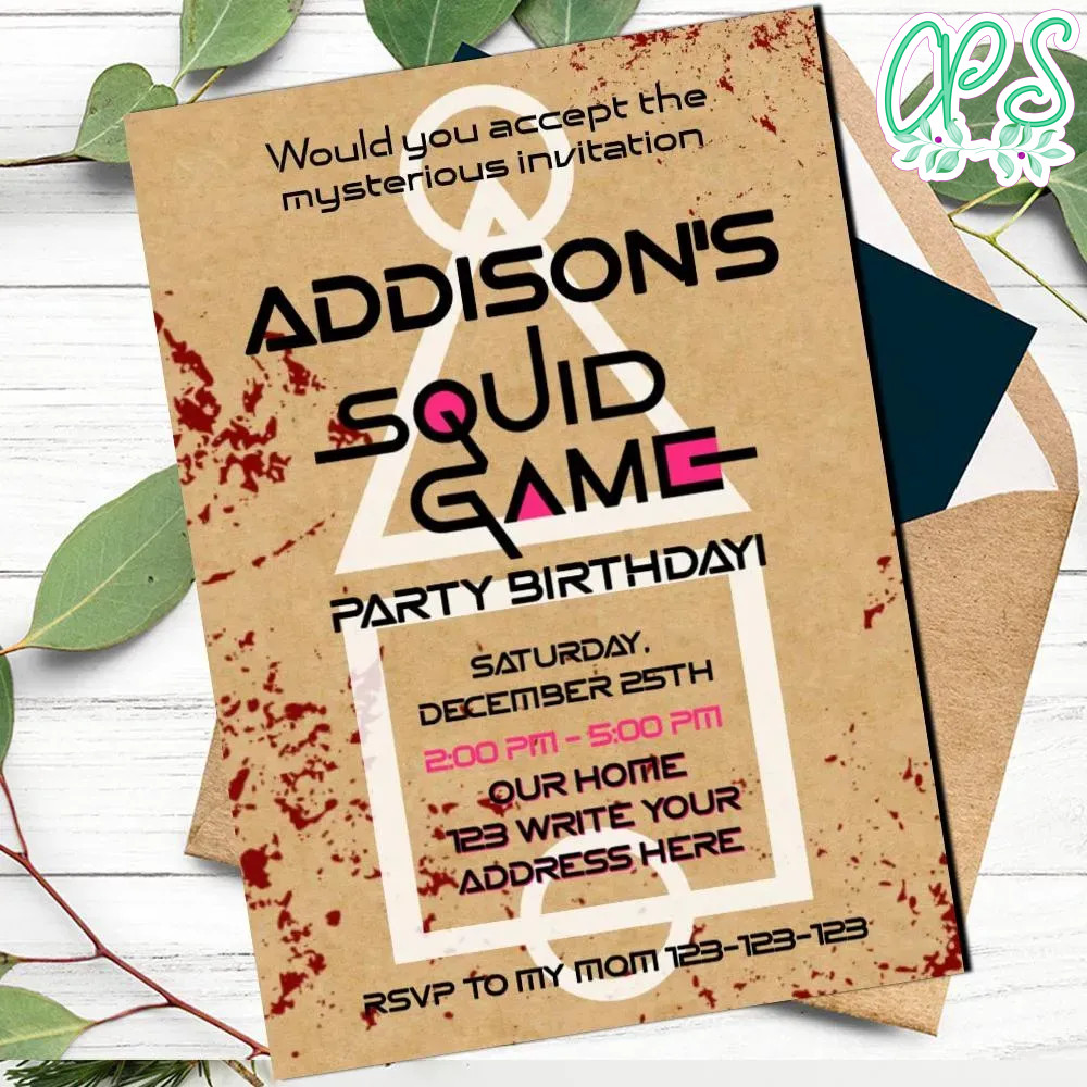 Squid game Birthday Flyer Customizable Template DIY | Partyinvitedesign
