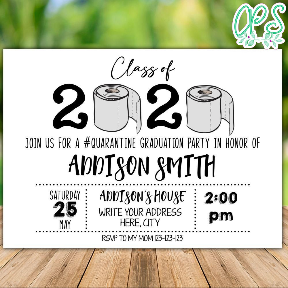 Printable Class of 2020 Quarantine Graduation Invitation Template ...