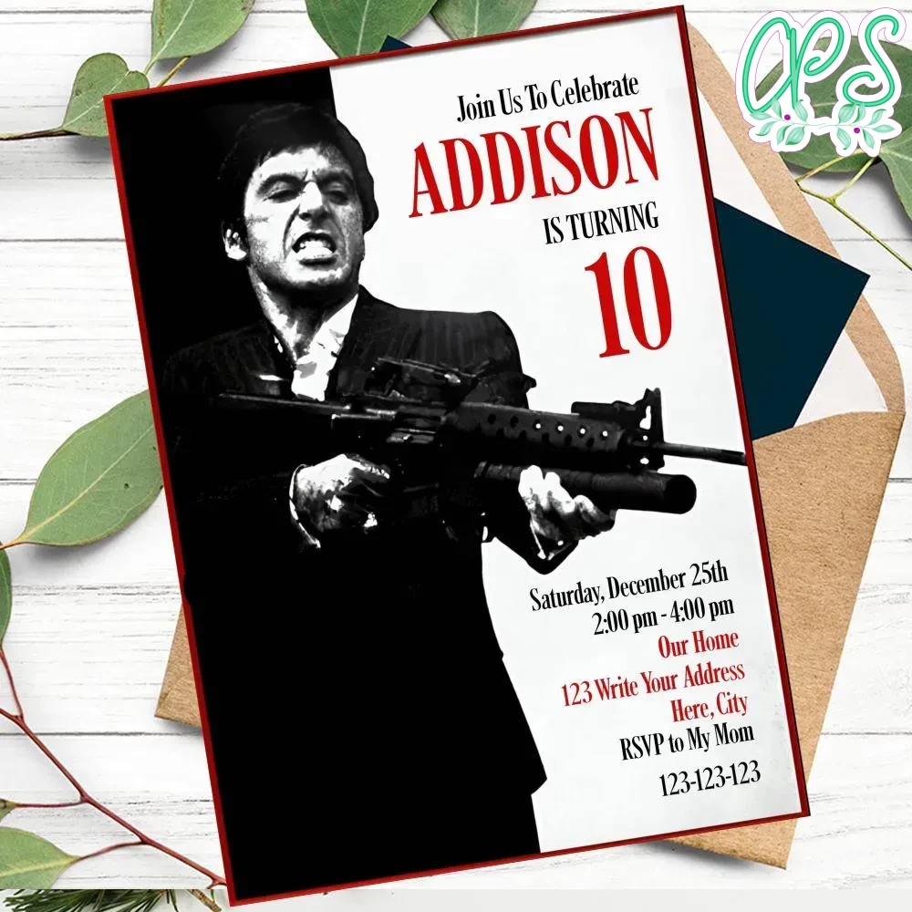 Scarface Invitation Customizable Template DIY | Partyinvitedesign