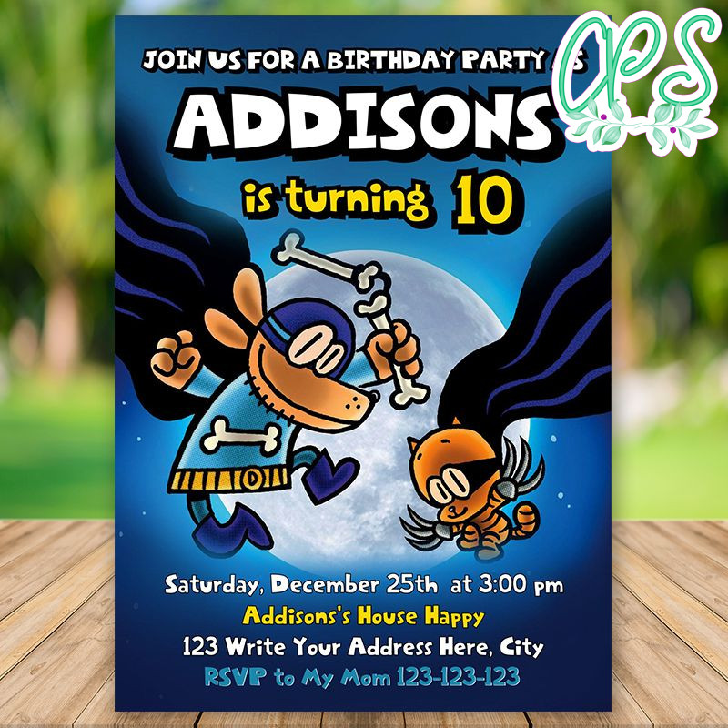 Editable Dogman Party Invitation Instant Download | CustomPartyShirts