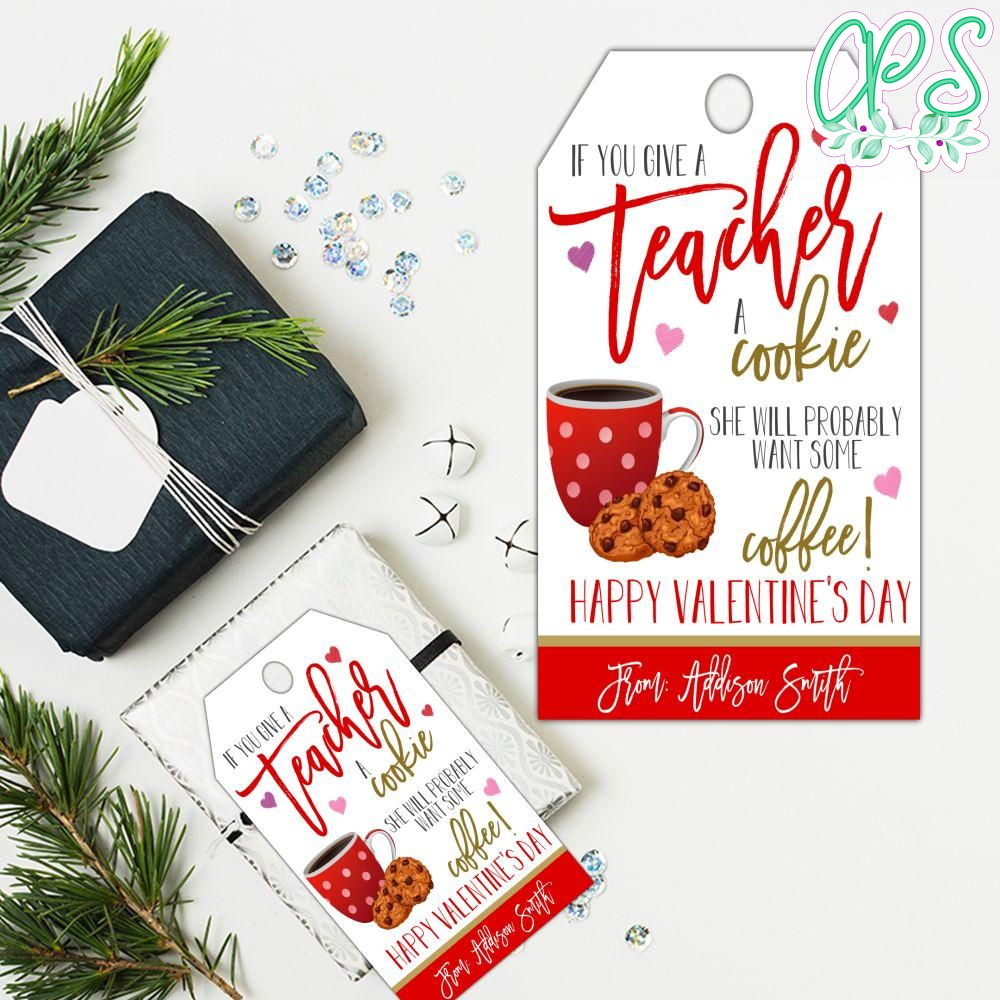 Valentine Teacher Cookie Treat Gift Tag Label Printable DIY ...