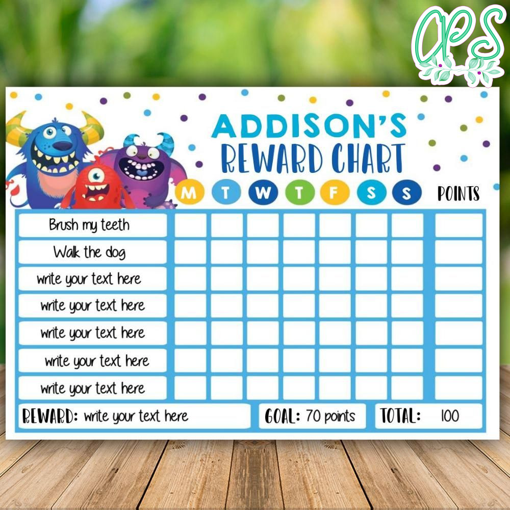 Printable Monster Kids Routine Chart Instant Download | CustomPartyShirts